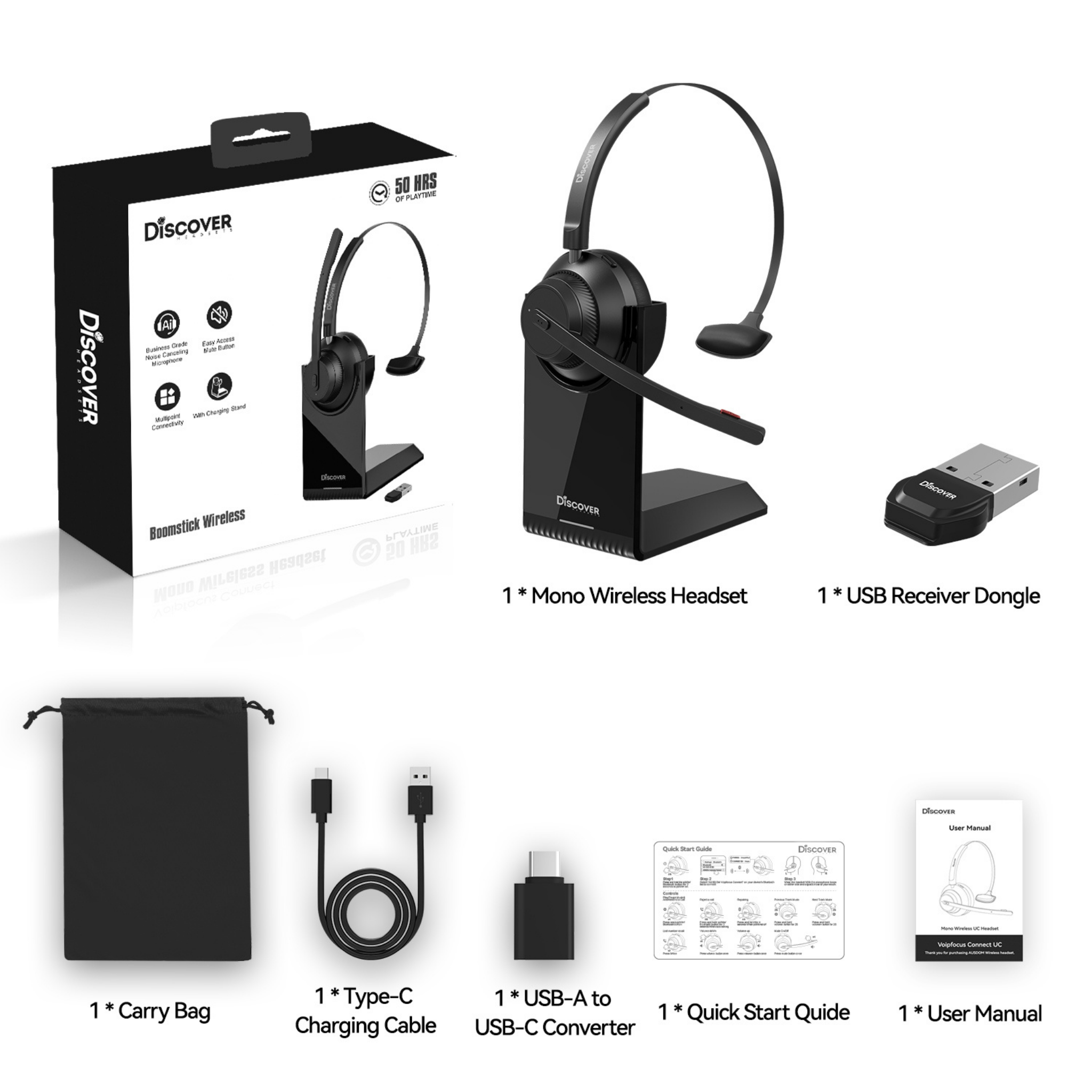 Discover Boomstick Mono Wireless Headset – Discover Headsets